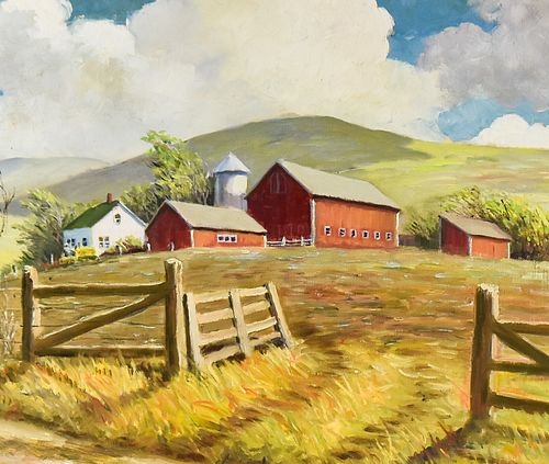 Edward B. Quigley | EDWARD BURNS QUIGLEY 'BARN LANCSCAPE' OIL PAINTING ...