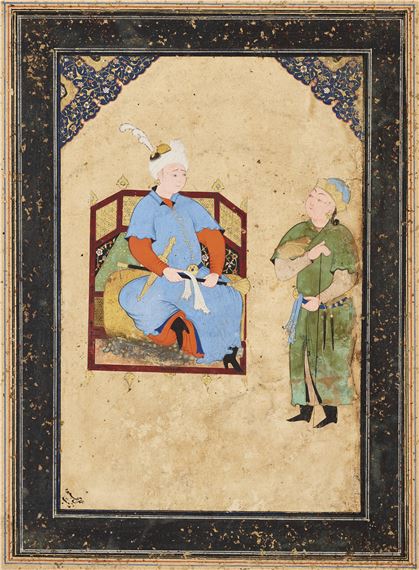 Mahmud Muzahhib | PORTRAIT OF A PRINCE WITH ATTENDANT | MutualArt
