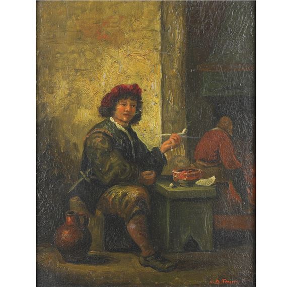 David Teniers the Younger | A young seated male with a pipe in his hand ...