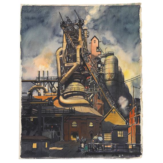 James March Phillips | A factory with workers | MutualArt