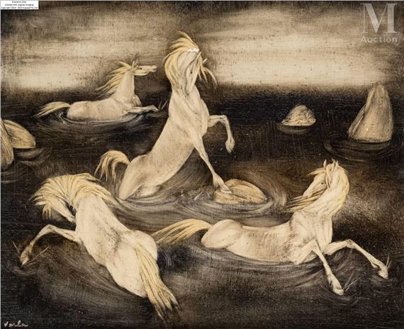 Félix Varla | Baignade des chevaux (1903) | MutualArt