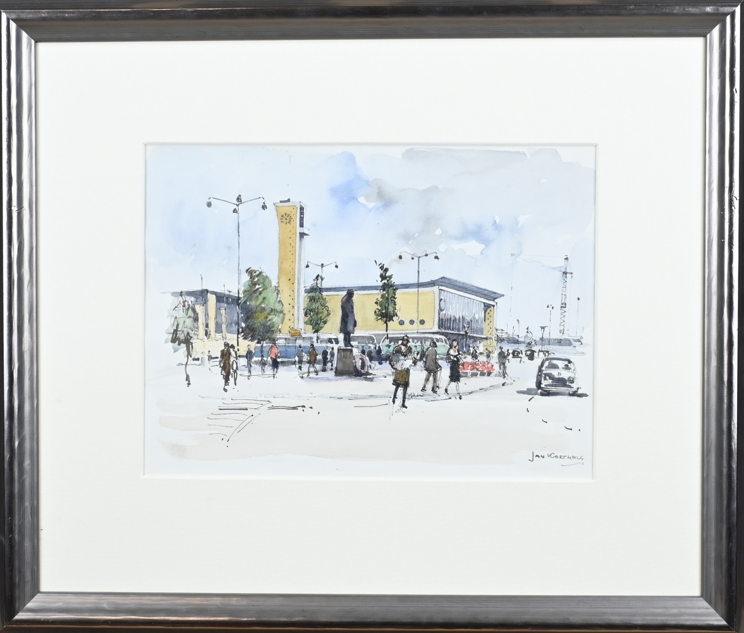 Jan Korthals | Busstation met figuren | MutualArt
