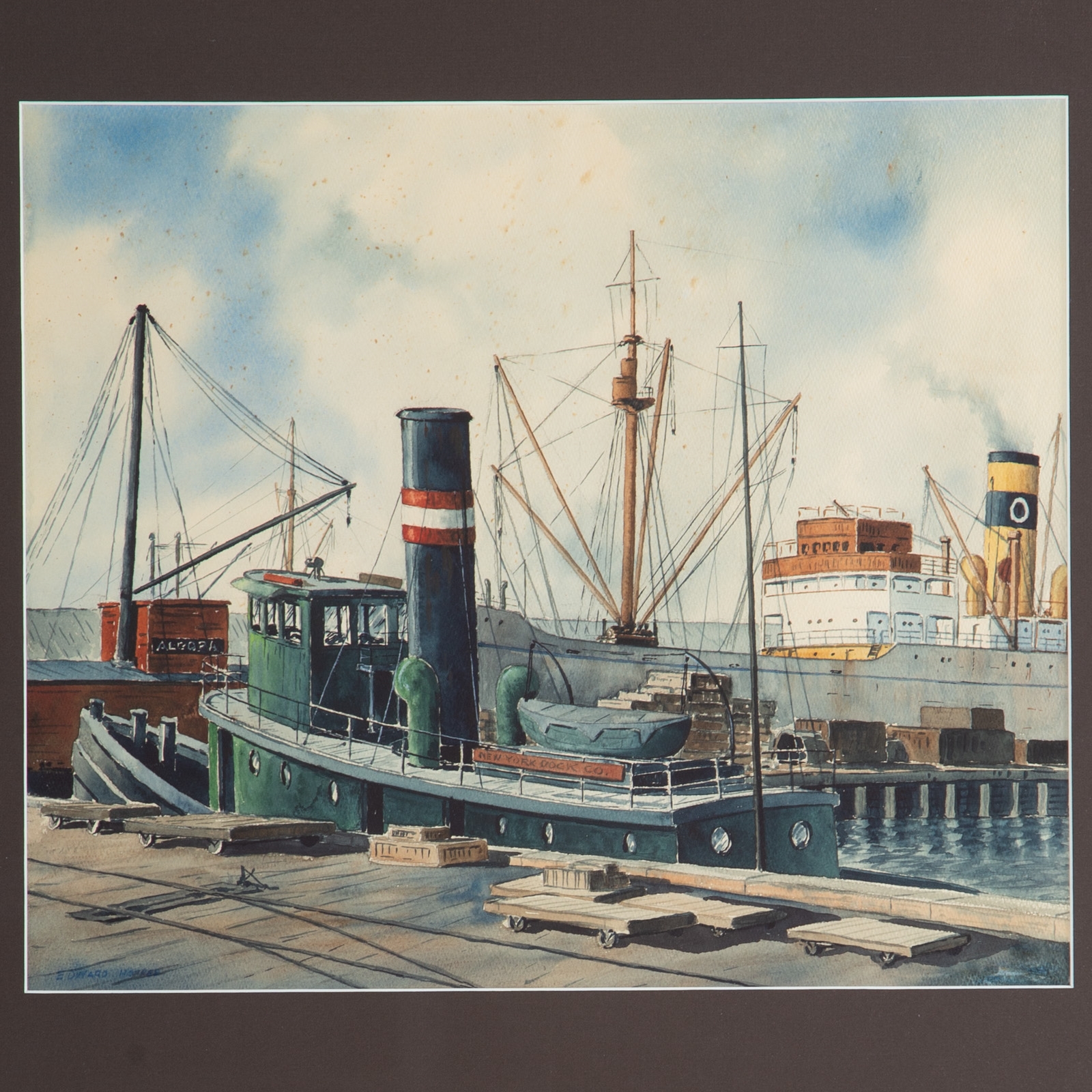 Edward Hopper | Tugboat at Dock (1882) | MutualArt