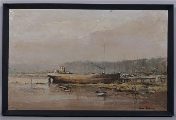 Alan Simpson | cargo boat at low tide (1971) | MutualArt