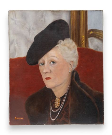 Bouvier | Portrait of a woman with mink | MutualArt