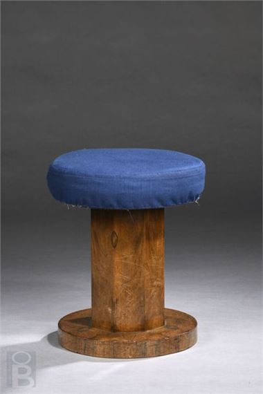 Eric Bagge | Walnut burr veneer piano stool with circular seat covered ...