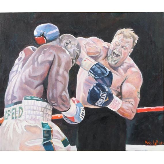 William Weldon | Evander Holyfield vs Frans Bolta Oil on Canvas Boxing ...