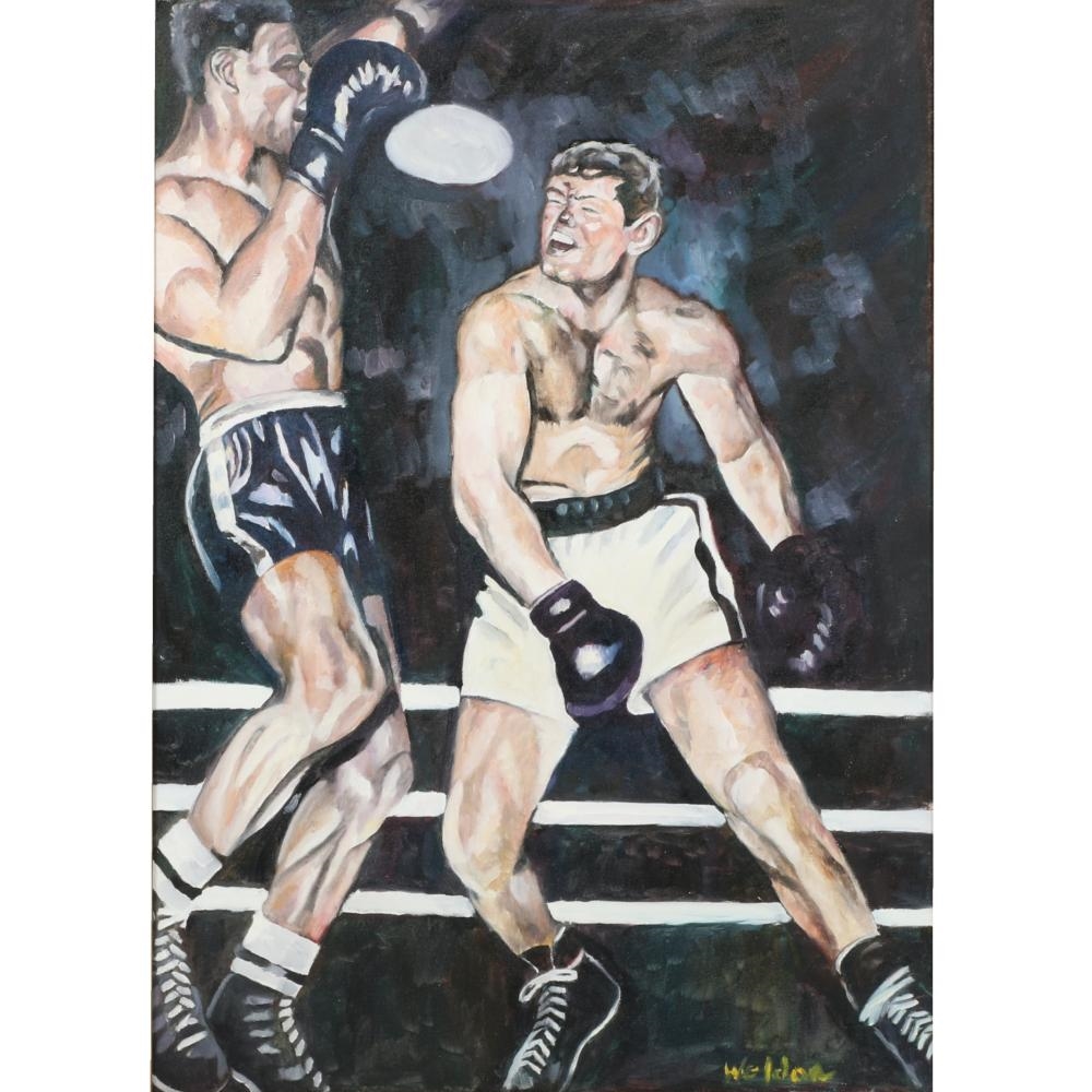 William Weldon | Ingemar Johansson vs Eddie Machan Oil on Canvas Boxing ...