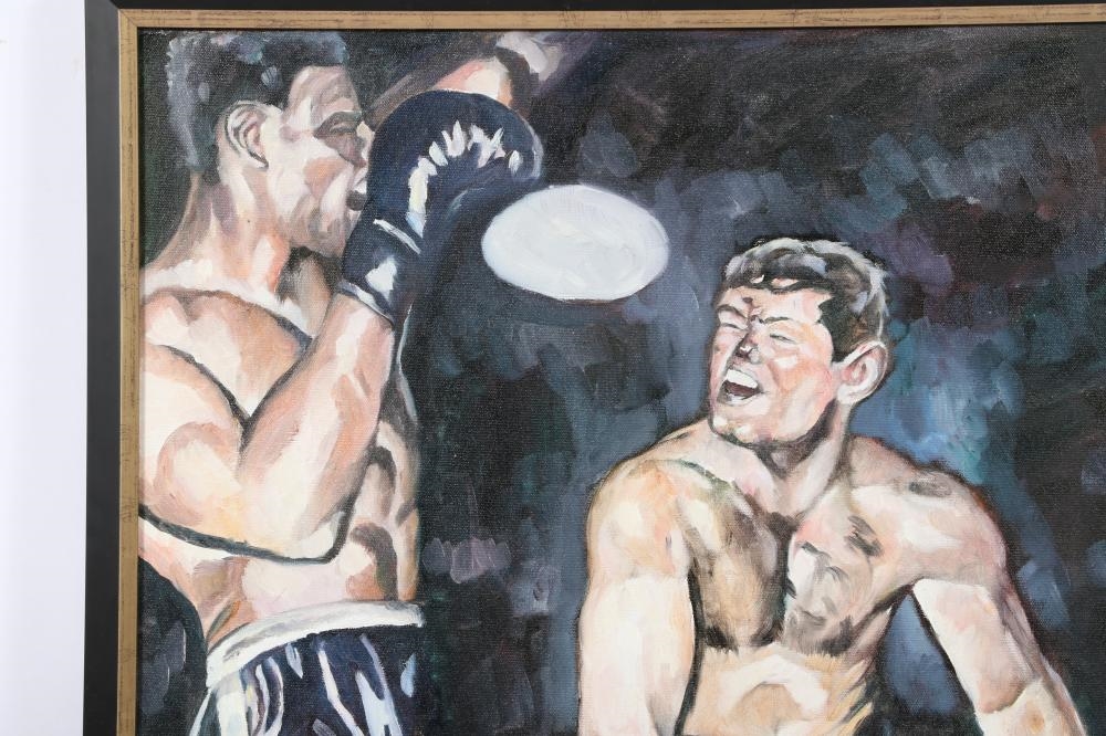 William Weldon | Ingemar Johansson vs Eddie Machan Oil on Canvas Boxing ...