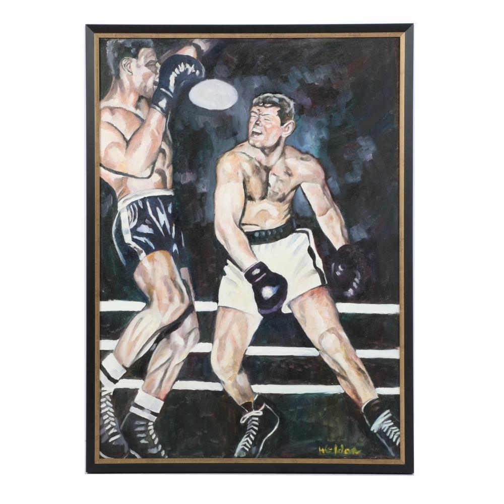 William Weldon | Ingemar Johansson vs Eddie Machan Oil on Canvas Boxing ...