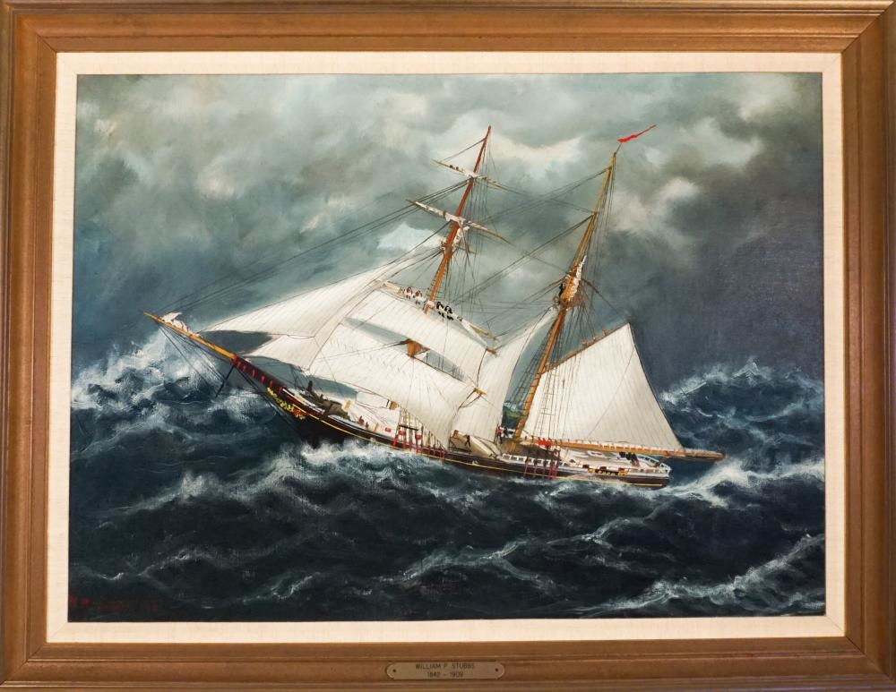 William Pierce Stubbs | Brigantine At Sea (1901) | MutualArt