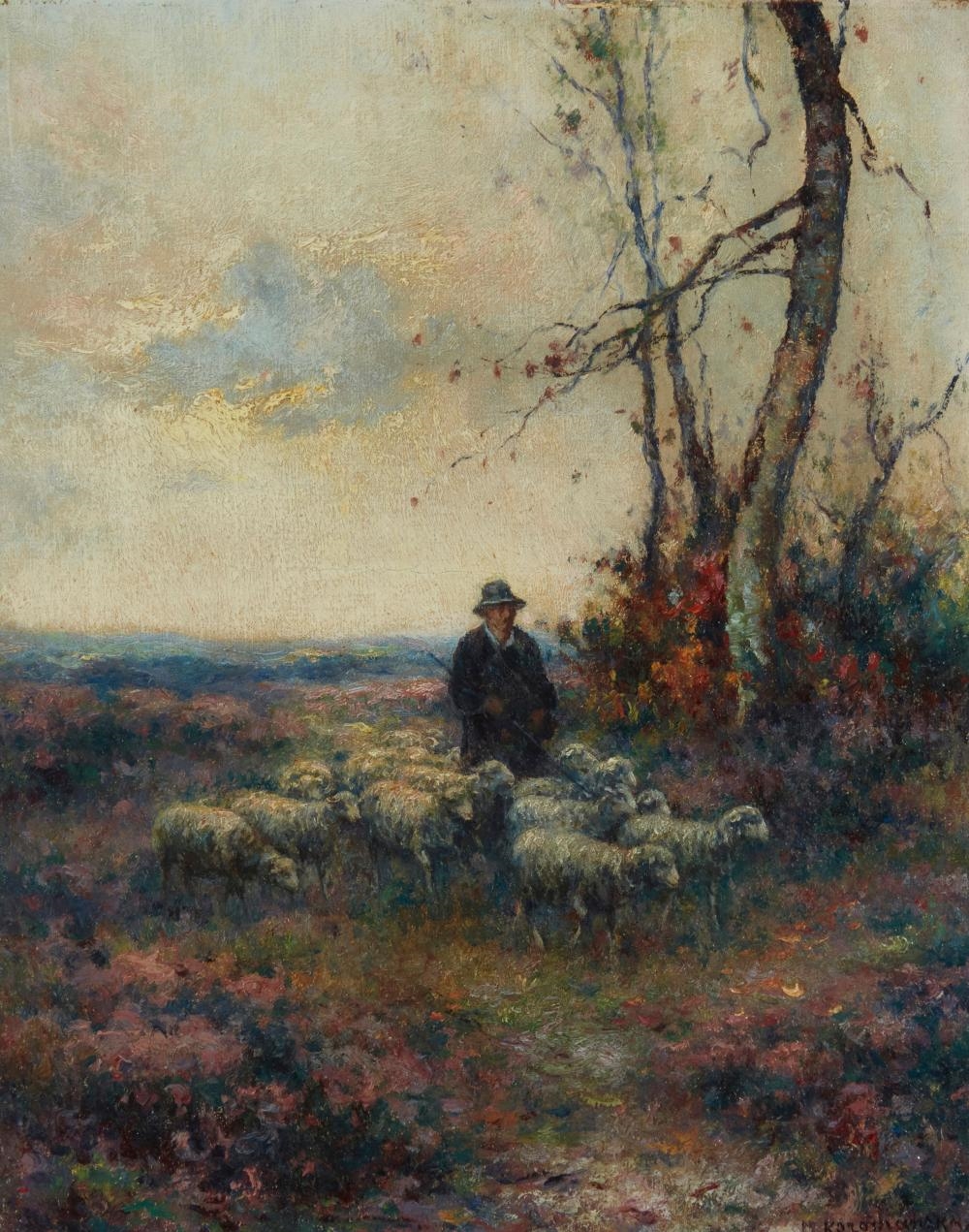 Michel Korochansky | Sheepherder with his flock | MutualArt