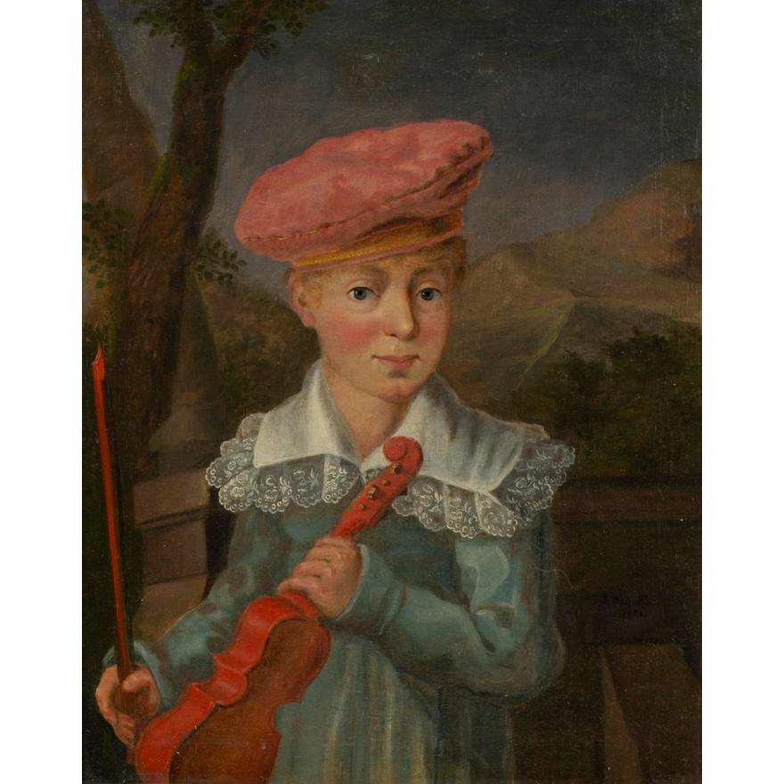 German School, 18th Century | Jeune garçon au violon (1821) | MutualArt