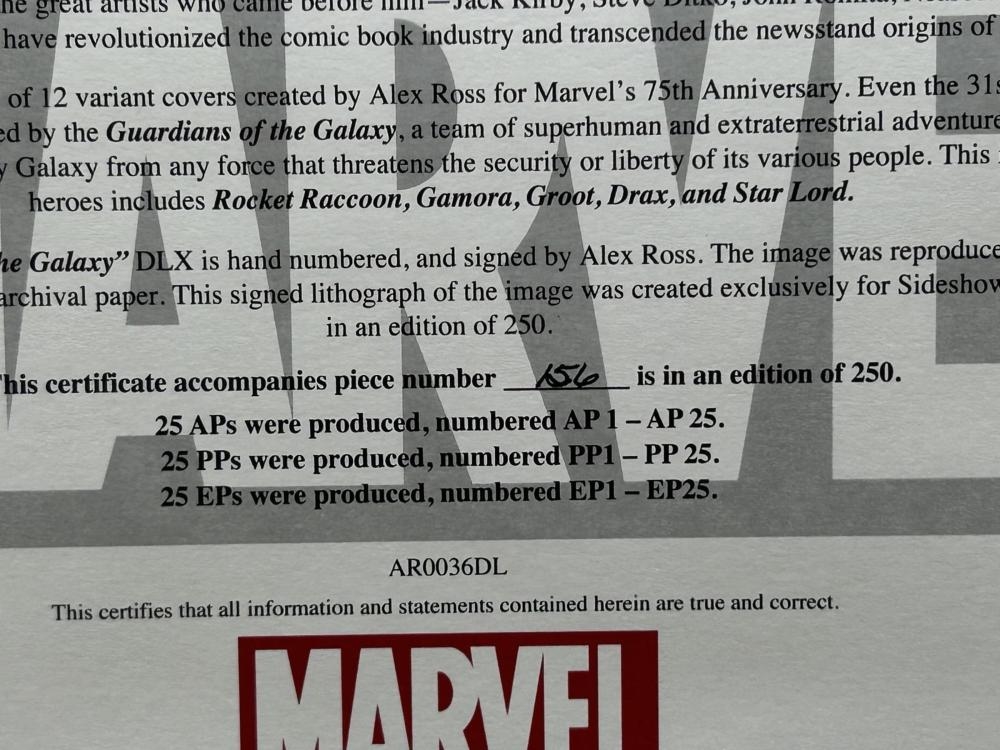 Alex Ross | Signed Alex Ross Guardians of the Galaxy Litho | MutualArt