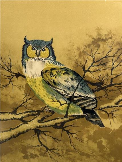 Justiniano Pires | Signed Justiniano Pires Owl Lithograph | MutualArt