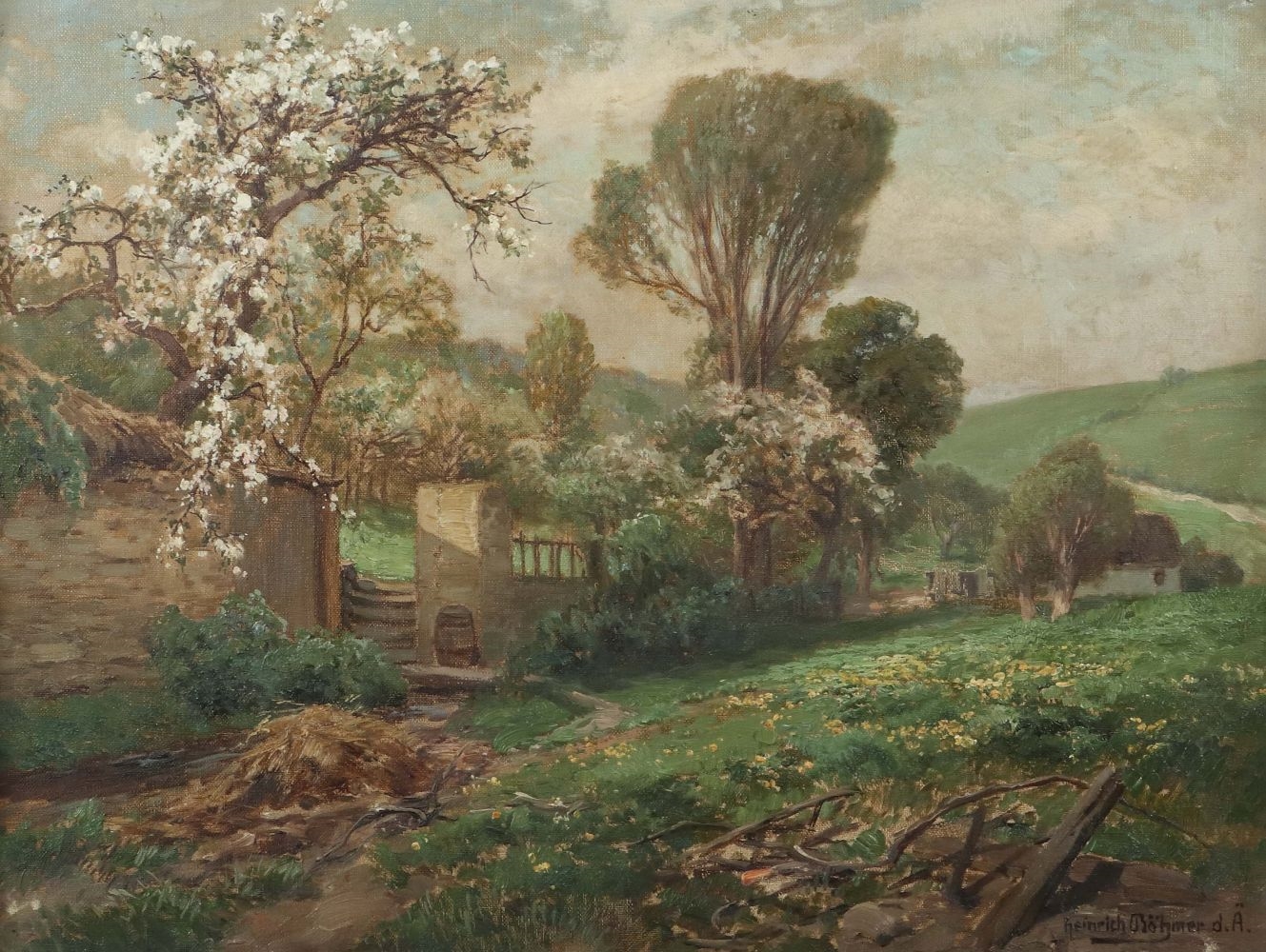 Heinrich Böhmer | Auf dem Lande, Blick auf einen ländlichen Hof in ...