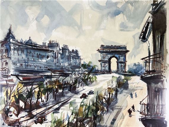 Marius Girard | PARIS WATERCOLOR PRINT MARIUS GIRARD | MutualArt