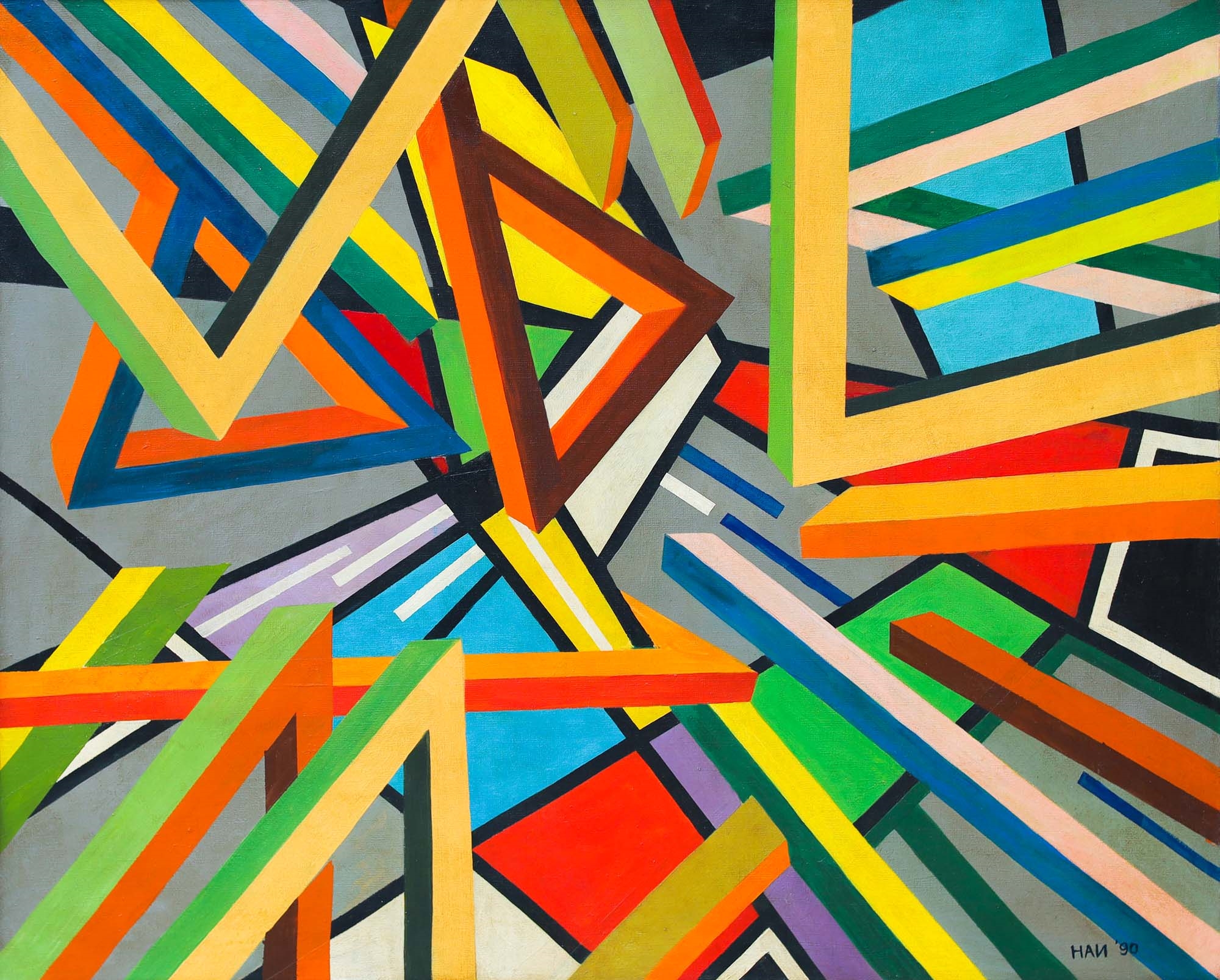 Handrio | Abstraksi Geometri Ruang (1990) | MutualArt