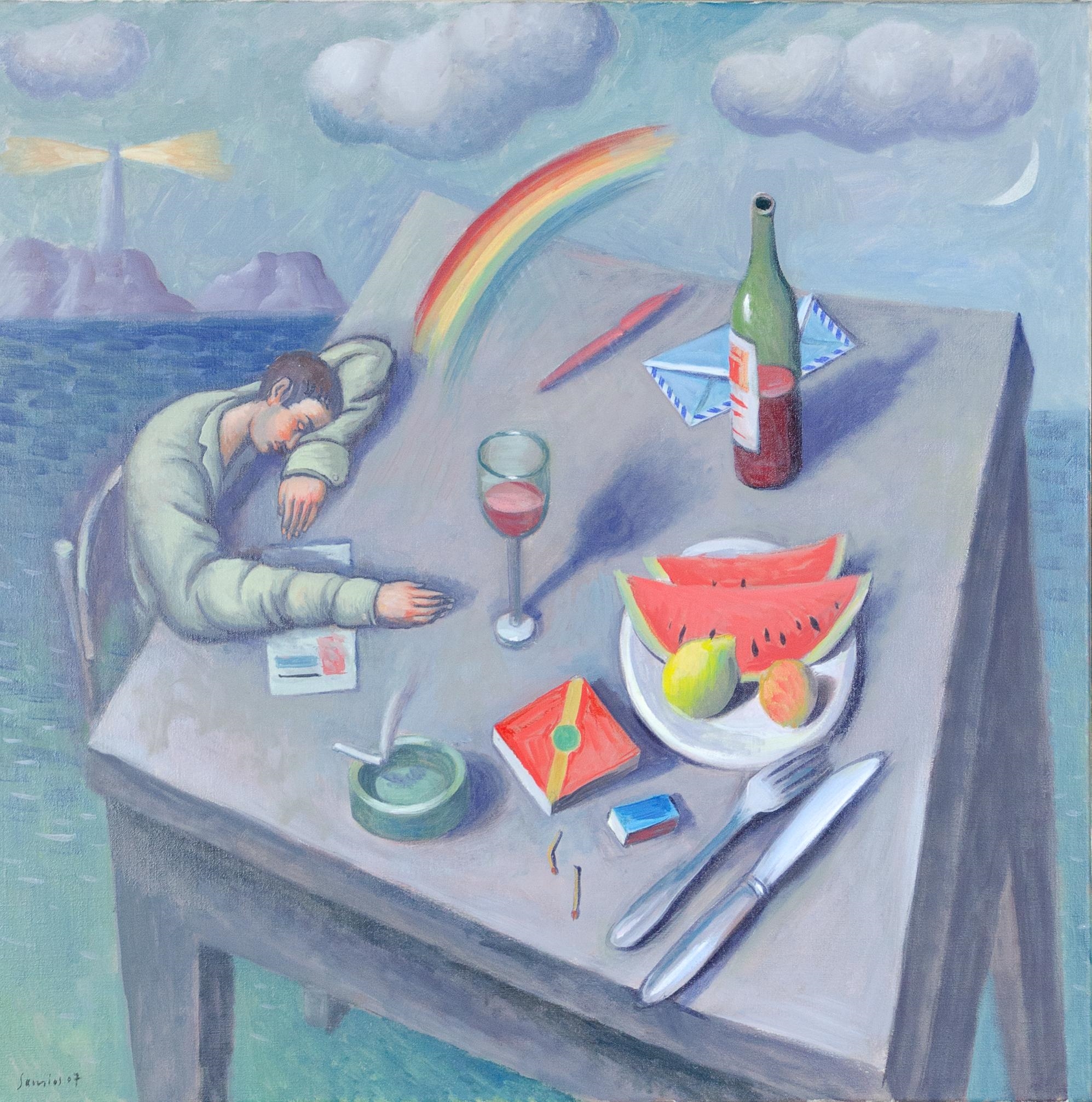 Pavlos Samios | Man resting on a table (2007) | MutualArt