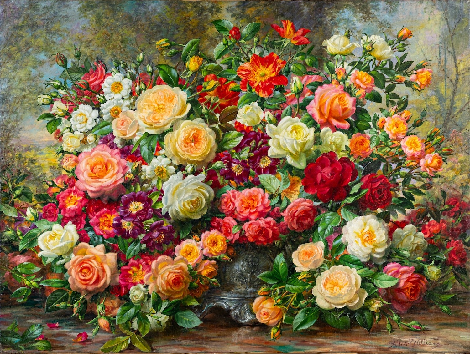 Albert Williams | Roses in a blue bowl | MutualArt