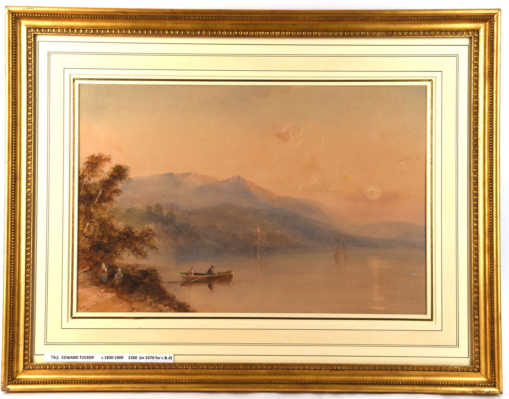 Edward Tucker | Mountainous lake scene with figures | MutualArt