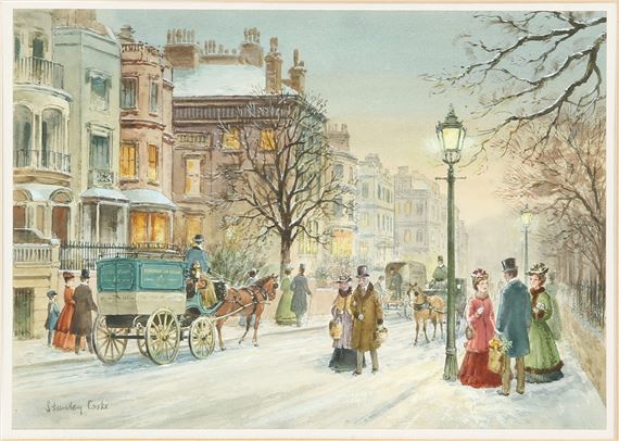 Stanley Cooke | Snowy street scene with figures | MutualArt