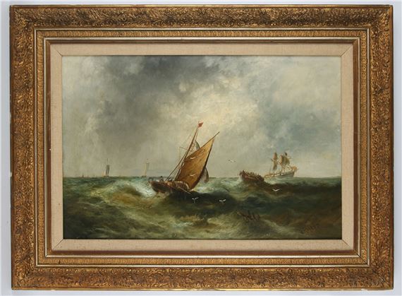 William Rodgers | Vessels off the coast in a stiff breeze | MutualArt