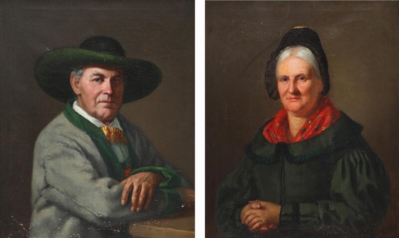 Johan Peder Bless | A pair of portrait of a married couple (1858 ...