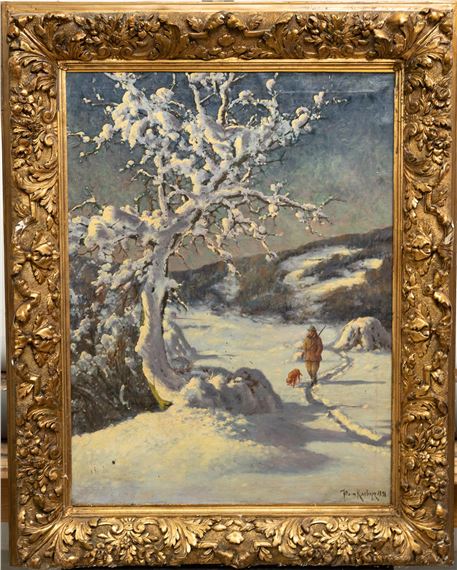 Julius Sergius von Klever | hunter with dog in winter landscape (1891 ...