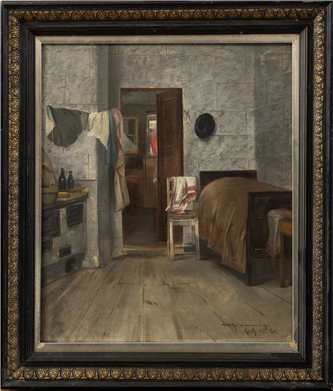 Adolf Raufer | interior with dedication | MutualArt