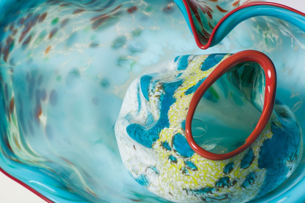 Dale Chihuly | Cerulean Blue Macchia Pair with Brick Red Lip Wraps ...