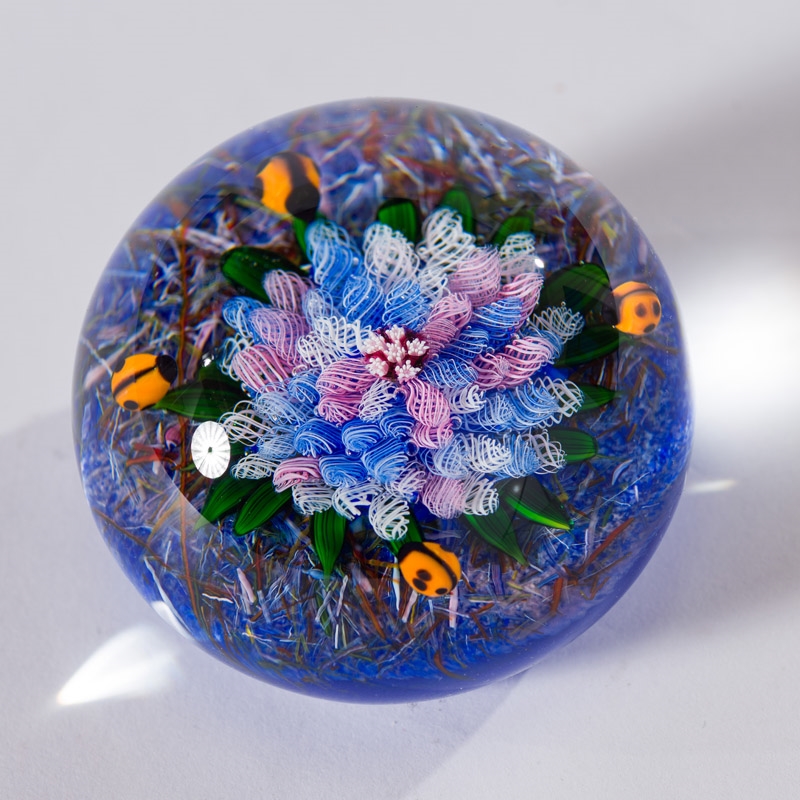Debbie Tarsitano | Dahlia with Ladybugs Paperweight | MutualArt