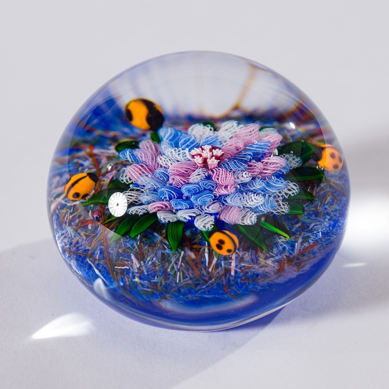 Debbie Tarsitano | Dahlia with Ladybugs Paperweight | MutualArt
