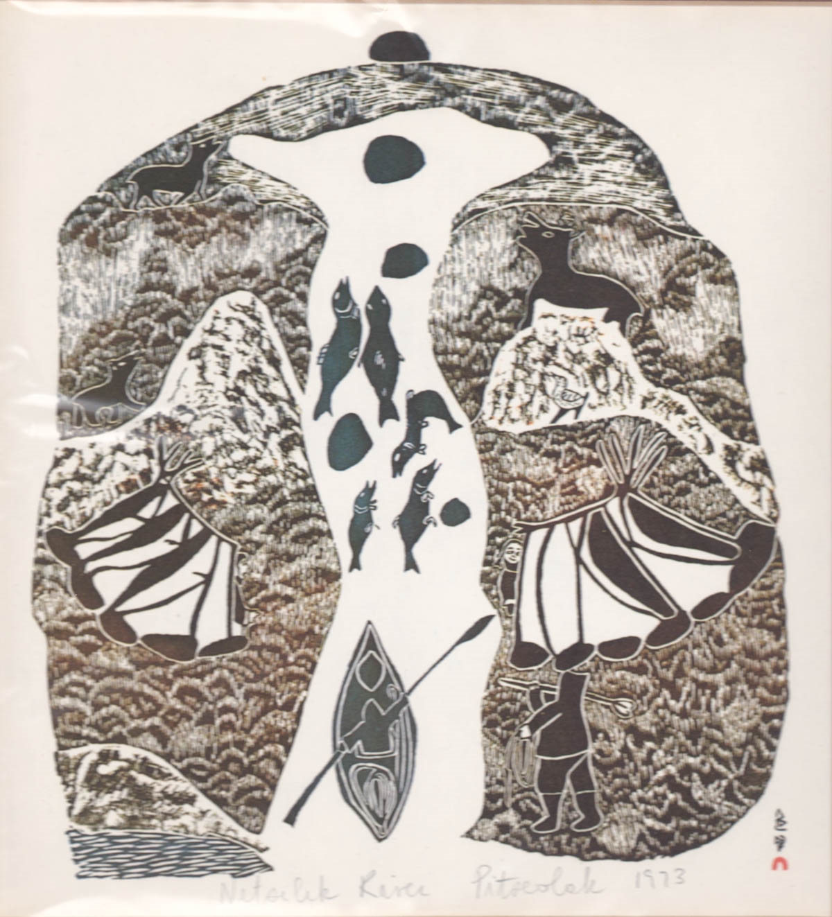 Pitseolak Ashoona | Pitseolak 'Netsilik River' Signed Print [Inuit ...