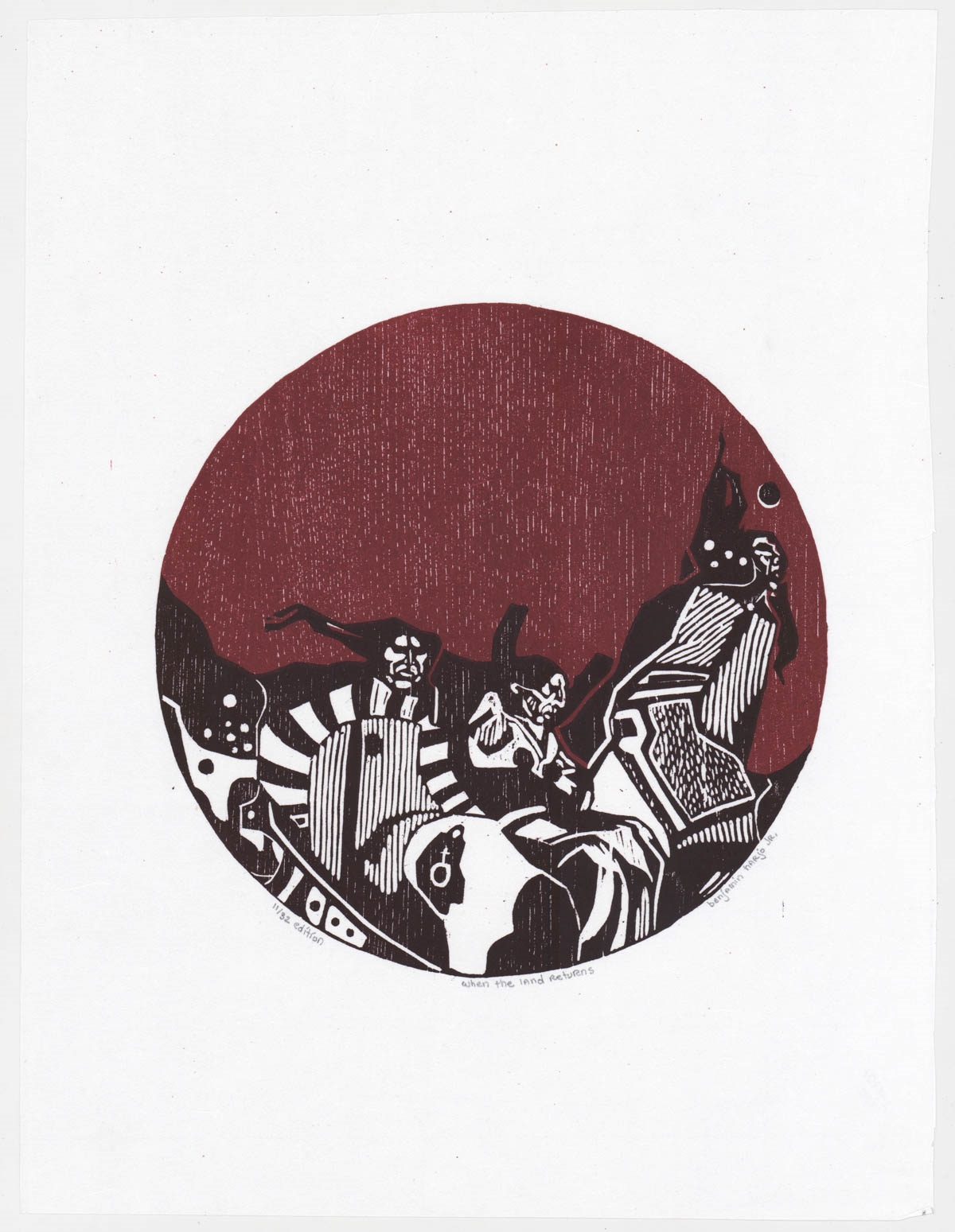 Benjamin Harjo Jr. | Benjamin Harjo Jr. Woodcut S/N [Native Art ...