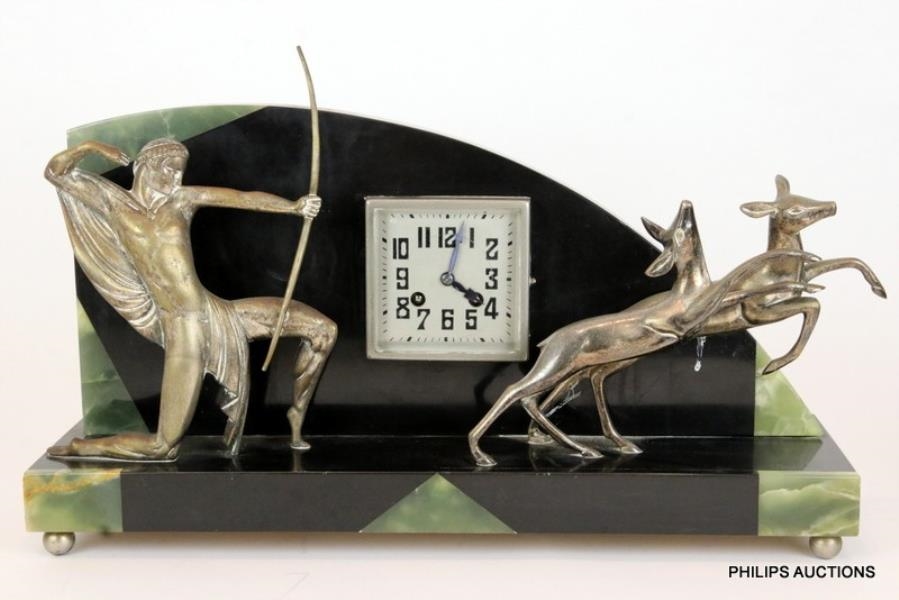 Michel Decoux | A BOLD ART DECO BRONZE AND MARBLE MANTLE CLOCK SIGNED ...