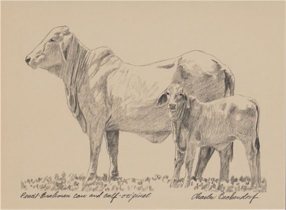 Charles Beckendorf | Brahma Cow and Calf | MutualArt