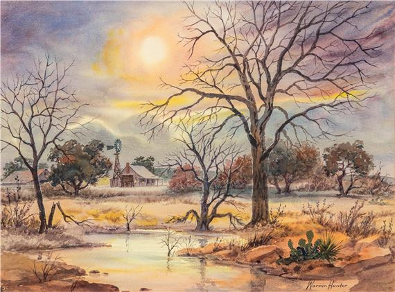 Warren Hunter | Texas Homestead with Pond | MutualArt