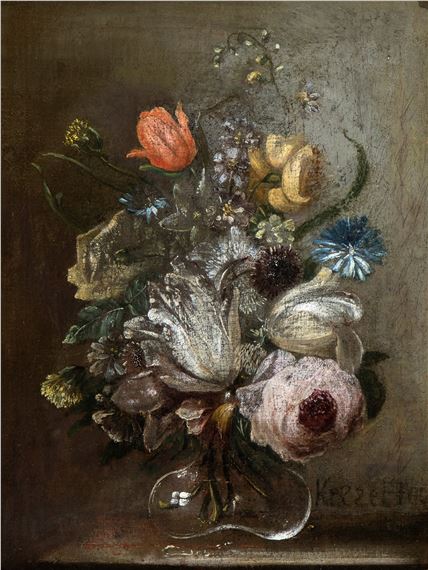 Peter Van Kessel | Flower bouquet in a crystal vase | MutualArt