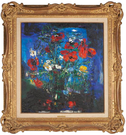 Alexander Moser Padina | RED AND BLUE FLORAL STILL LIFE (1904) | MutualArt