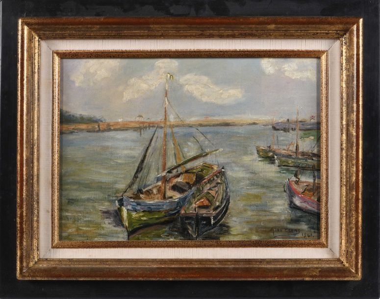 Anna van Beers | Anna VAN BEERS (1905-1997) Sailing boats at low tide ...