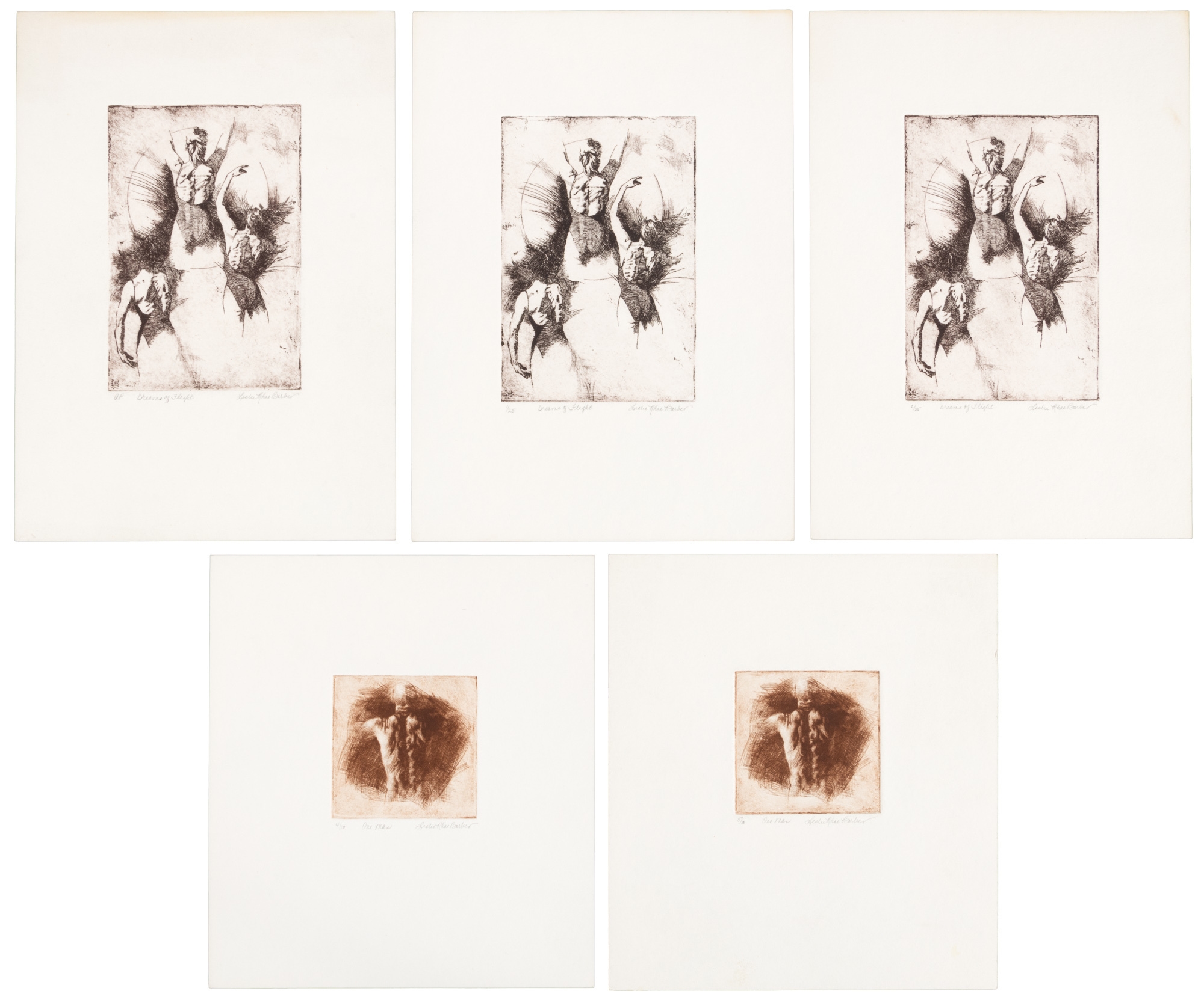 LESLIE RHAE BARBER | Five etchings by Leslie Rhae Barber | MutualArt