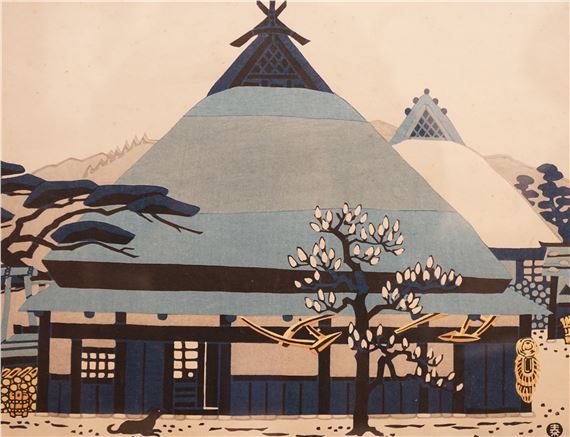 Taizo Minagawa | ‘Dog and farmhouse in winter’ | MutualArt