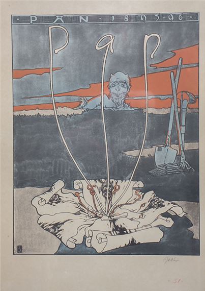 Josef Sattler | Lithographie des Titelbildes der Zeitschrift 'Pan' / A ...
