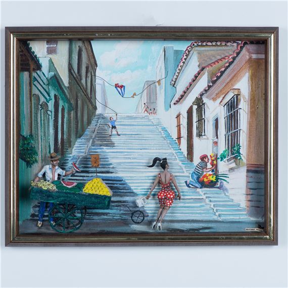 Haydee Scull | Haydee Scull (1931-2007) 3D Cuban Folk Art Oil Painting ...