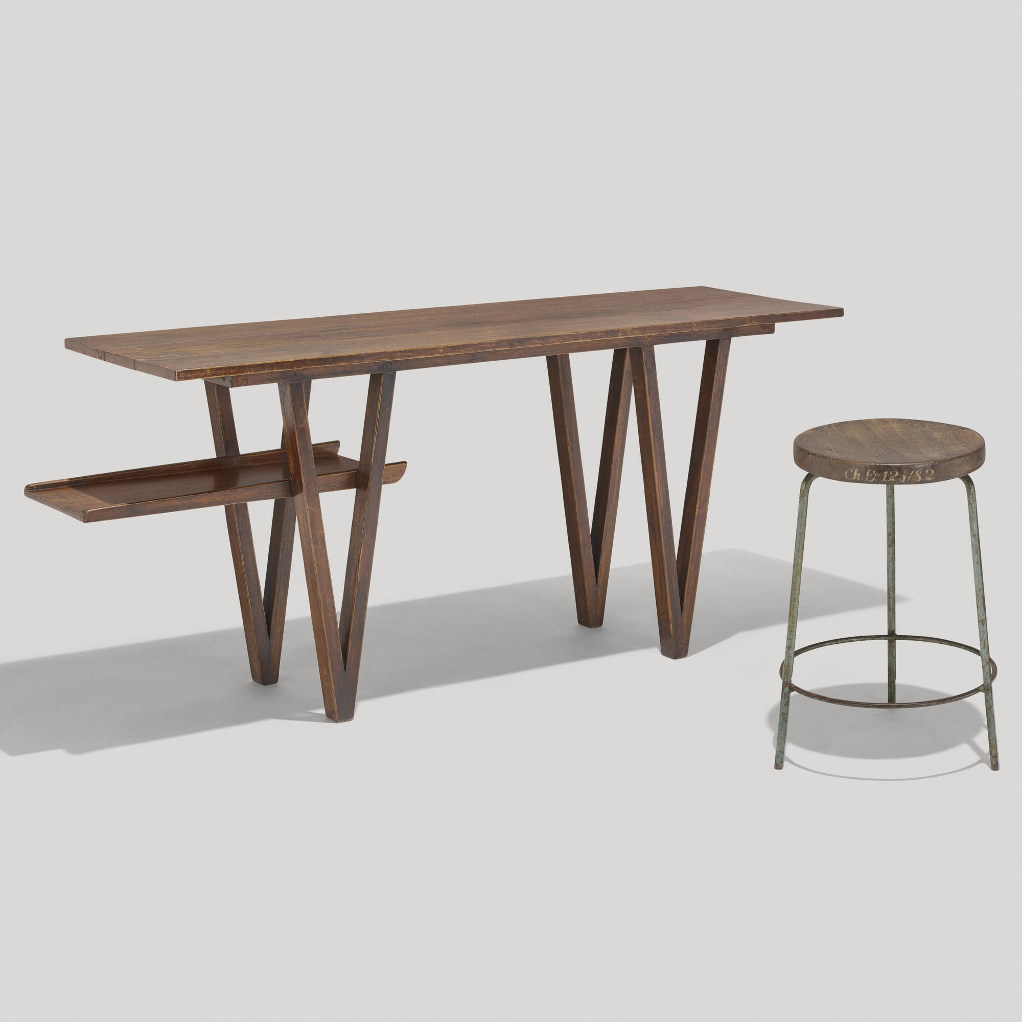 Pierre Jeanneret | Desk and stool from Chandigarh (Circa 1956) | MutualArt