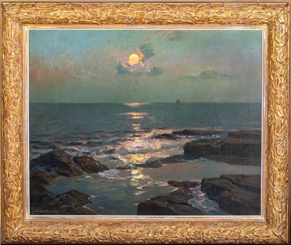 Julius Olsson | VIEW OF THE MOONRISE OVER CARBIS BAY OIL PAINTING (19th ...