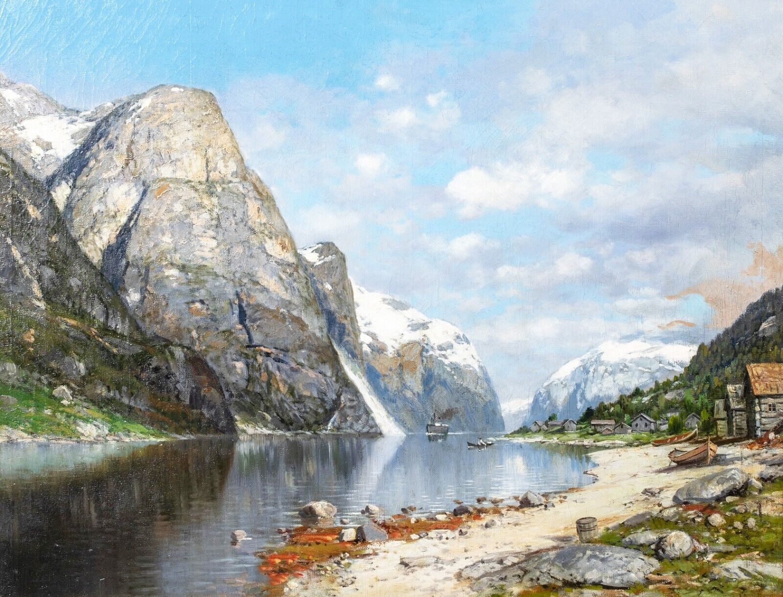 Eilert Adelsteen Normann | NORWEGIAN FJORD LANDSCAPE OIL PAINTING (19th ...