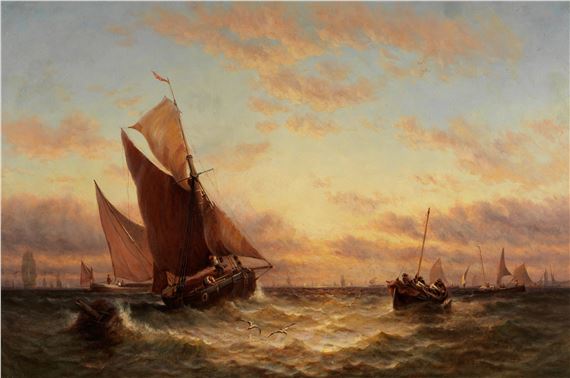George Stainton | Barges and fishing boats at the mouth of the Thames ...