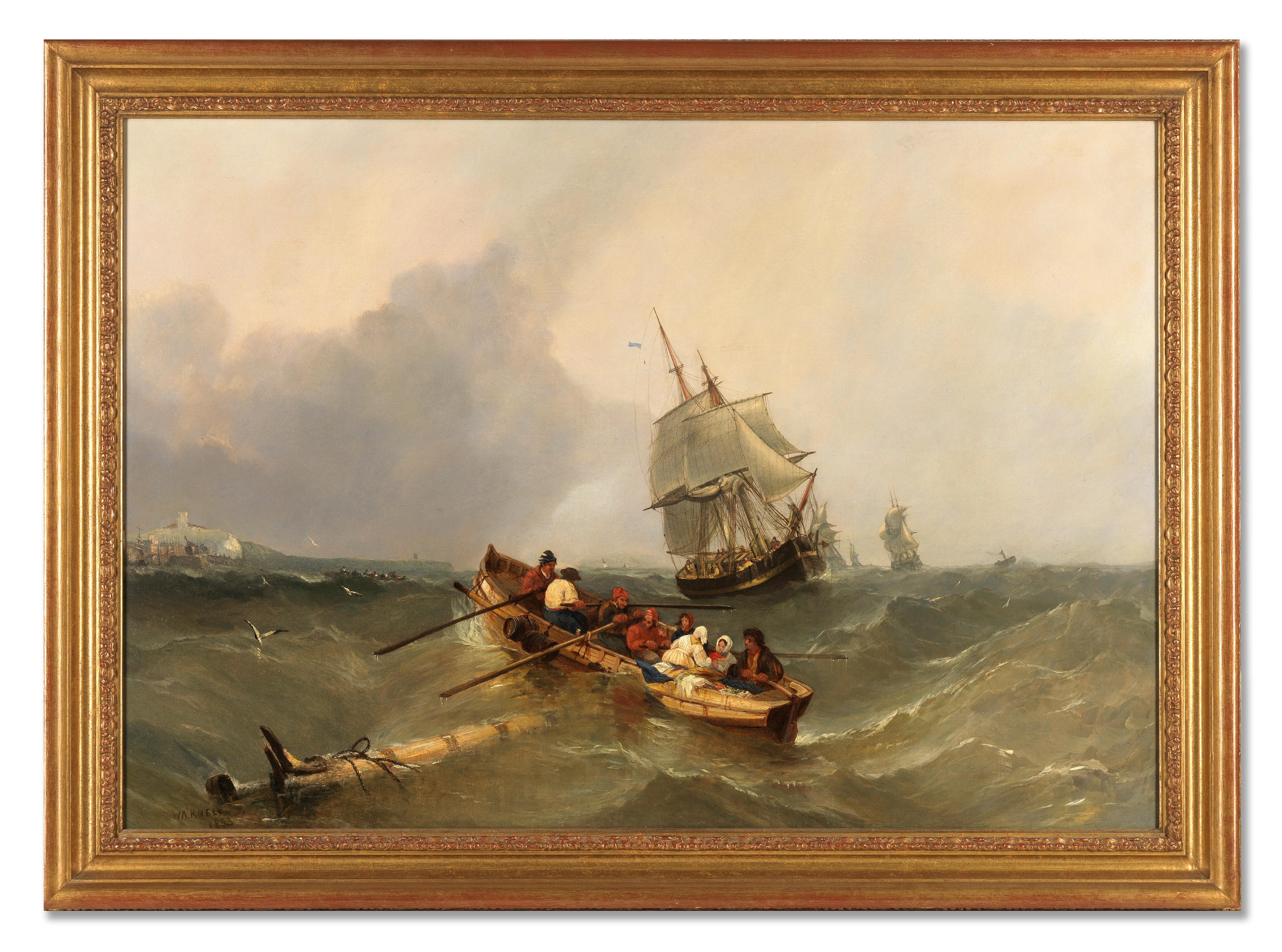 William Adolphus Knell | Rowing out to the fleet in a choppy sea (1853 ...